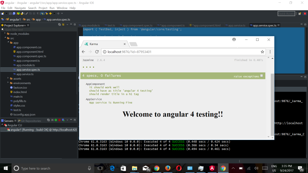Testing Of Angular 4 Apps Using Angular Ide Dunebook 5539